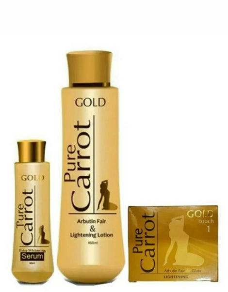Pure Carrot Gold Arbutin Fair & Lightening Lotion Set(Serum,face cream ...